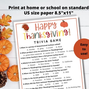 Thanksgiving Trivia Game - Thanksgiving Trivia, Friendsgiving Trivia ...
