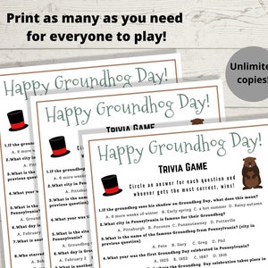 Groundhog Day Trivia Game - Groundhog Day Activity, Ground Hog Day Quiz ...