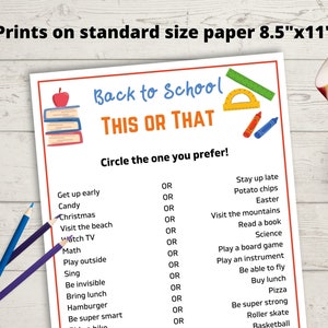 Back to School This or That Children's Game - First Day of School ...