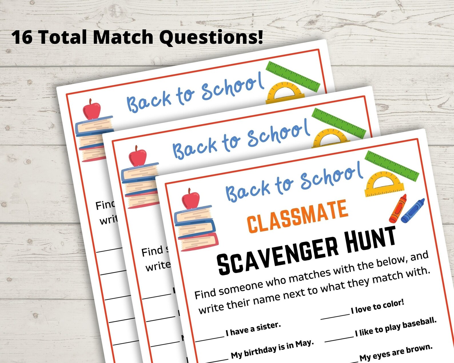 Back to School Classmate Scavenger Hunt Game - Icebreaker Game for Kids ...
