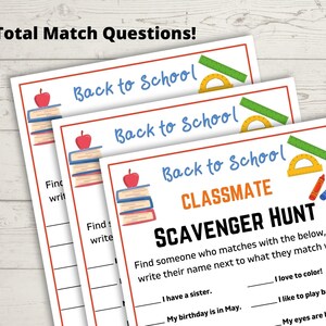 Back to School Classmate Scavenger Hunt Game - Icebreaker Game for Kids ...