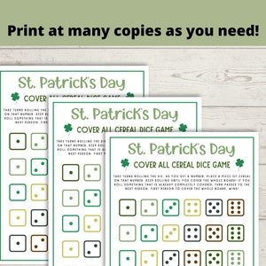 St. Patrick's Day Cover All Cereal Dice Kid's Game - St. Paddy's Day ...