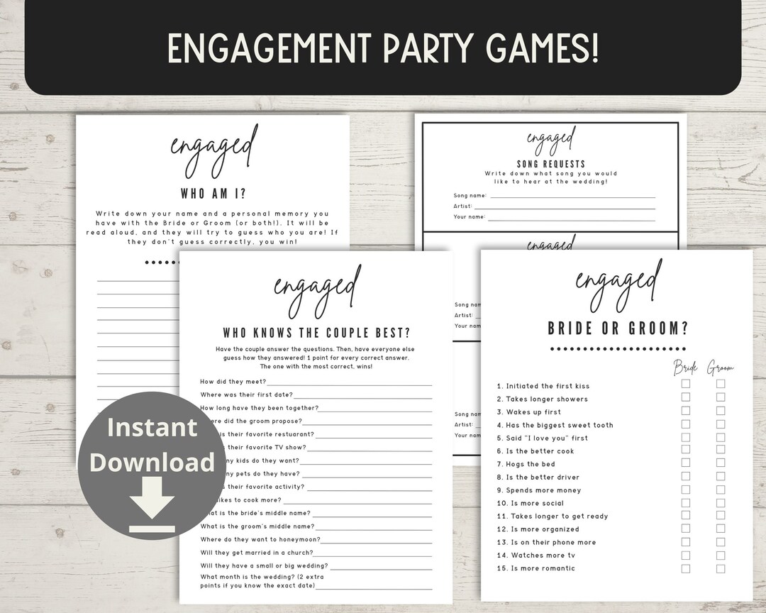 Engagement Party Games Engagement Party Bundle Couples - Etsy