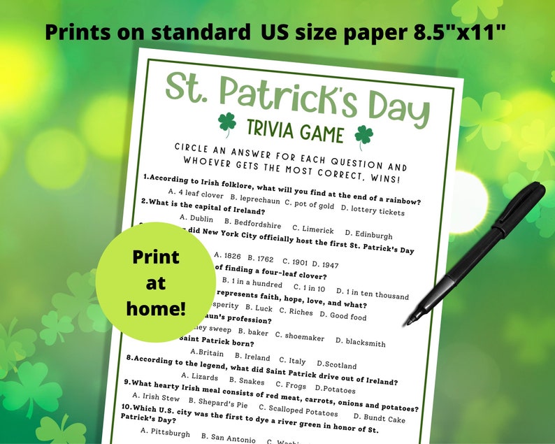 St Patricks Day Trivia - , Saint Patricks Day Trivia Game, St Patricks ...