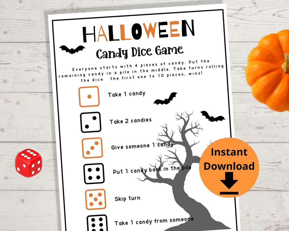 Halloween Candy Dice Game Halloween Candy Game, Kids Halloween Games ...