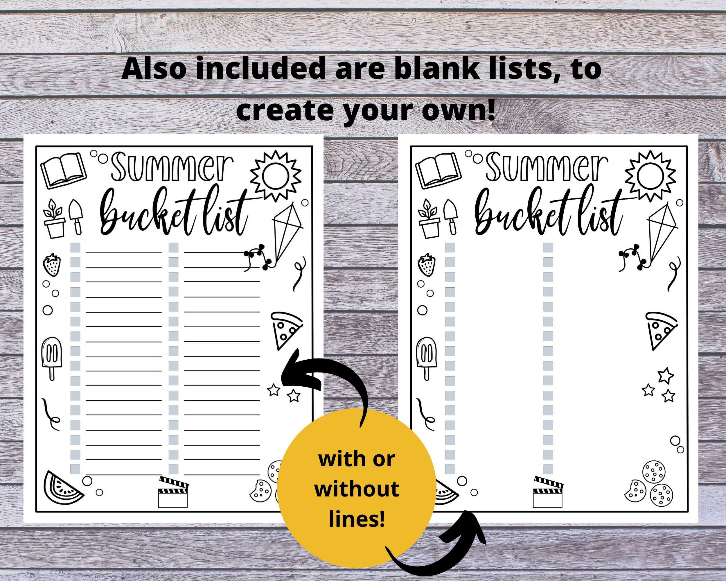 Summer Bucket List Editable Summer Bucket List, Summer Checklist ...