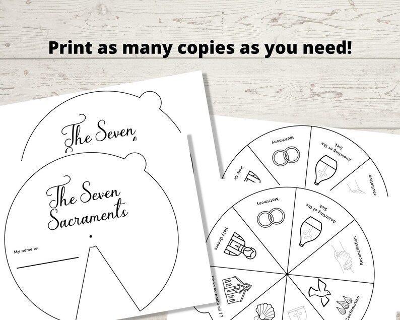 7 Sacraments Coloring Wheel - Sunday School Activity, Church Activity ...