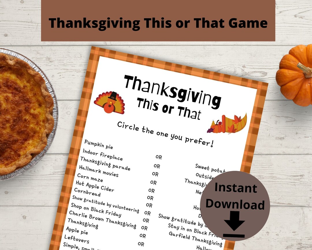 Thanksgiving This or That Game - Friendsgiving Party Get Together Game ...