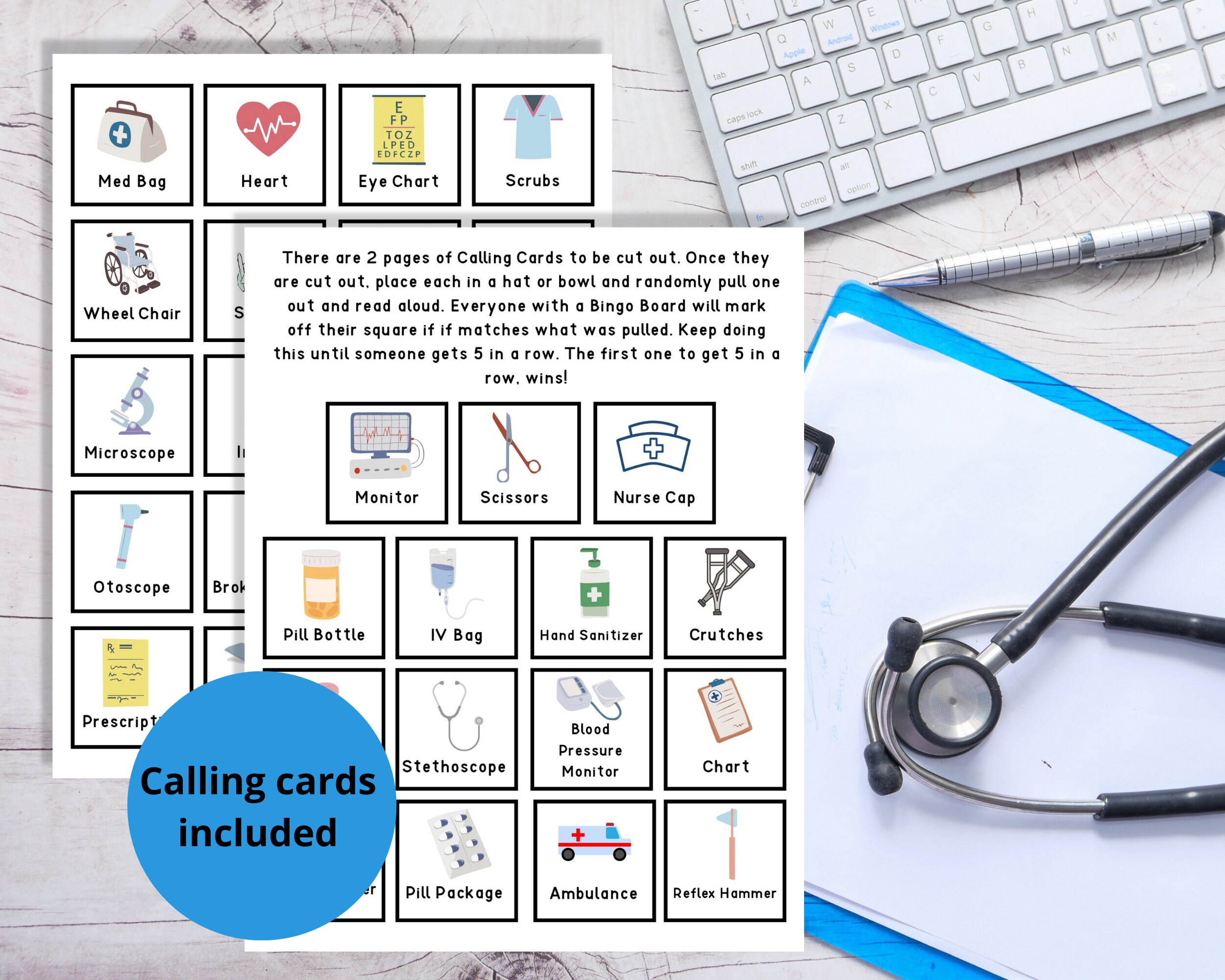 Medical Bingo Game Nurse Appreciation Week, Nurse Graduation Game ...