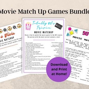 Movie Quotes Match up Game - Movie Trivia Party Game, 70's 80's 90's ...