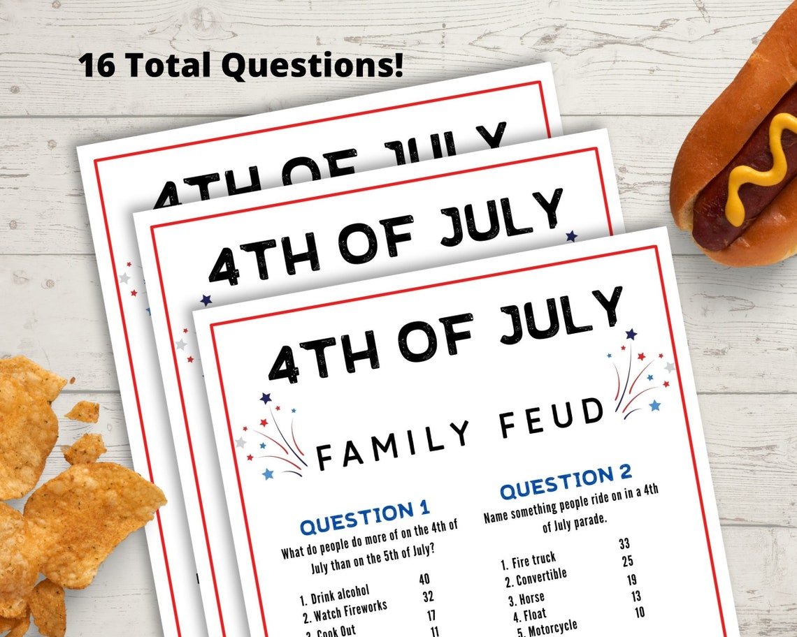 4th of July Family Feud Trivia Game 4th of July Games - Etsy