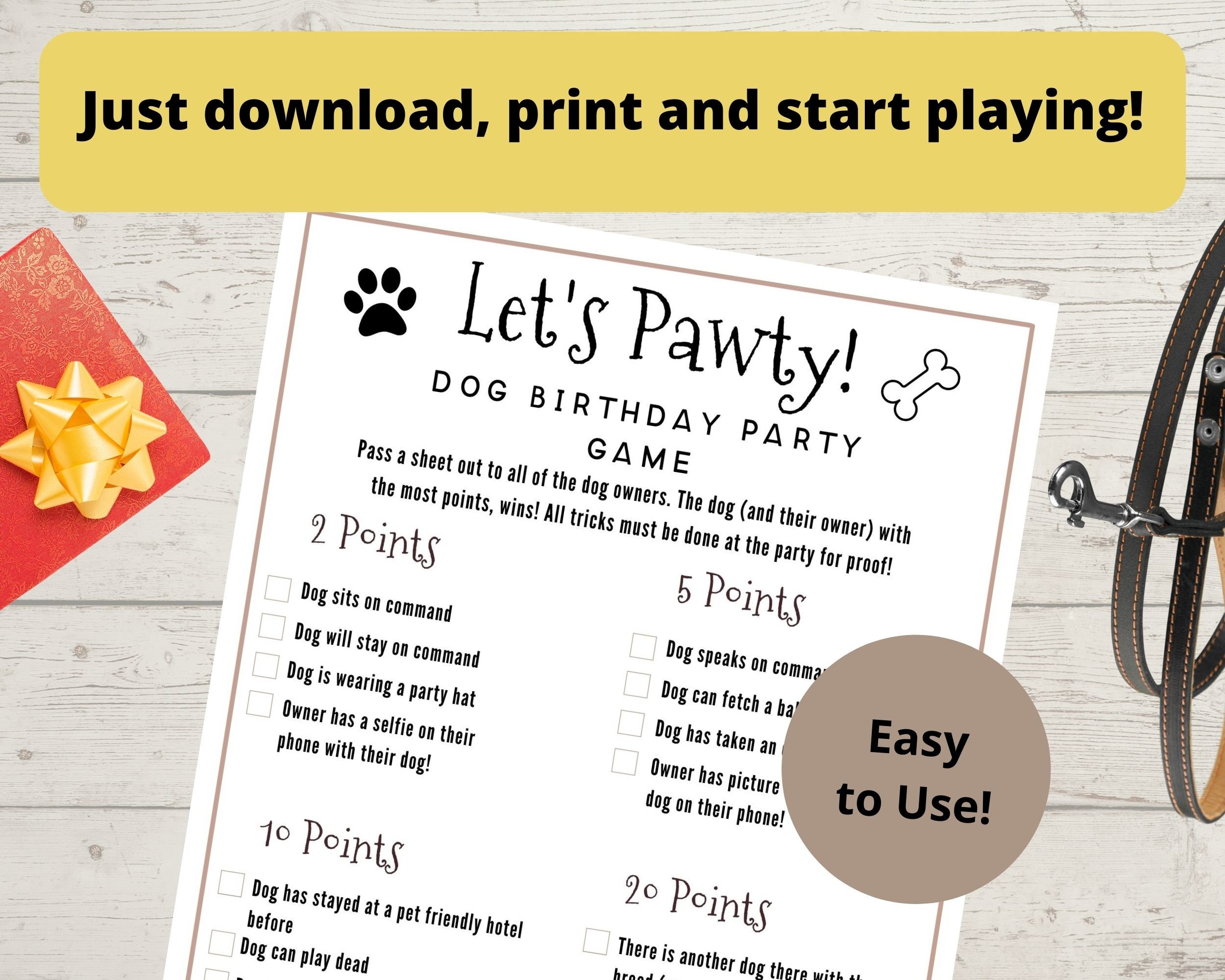 Dog Birthday Party Game - Puppy Party Game, Dogs First Birthday, Dog ...