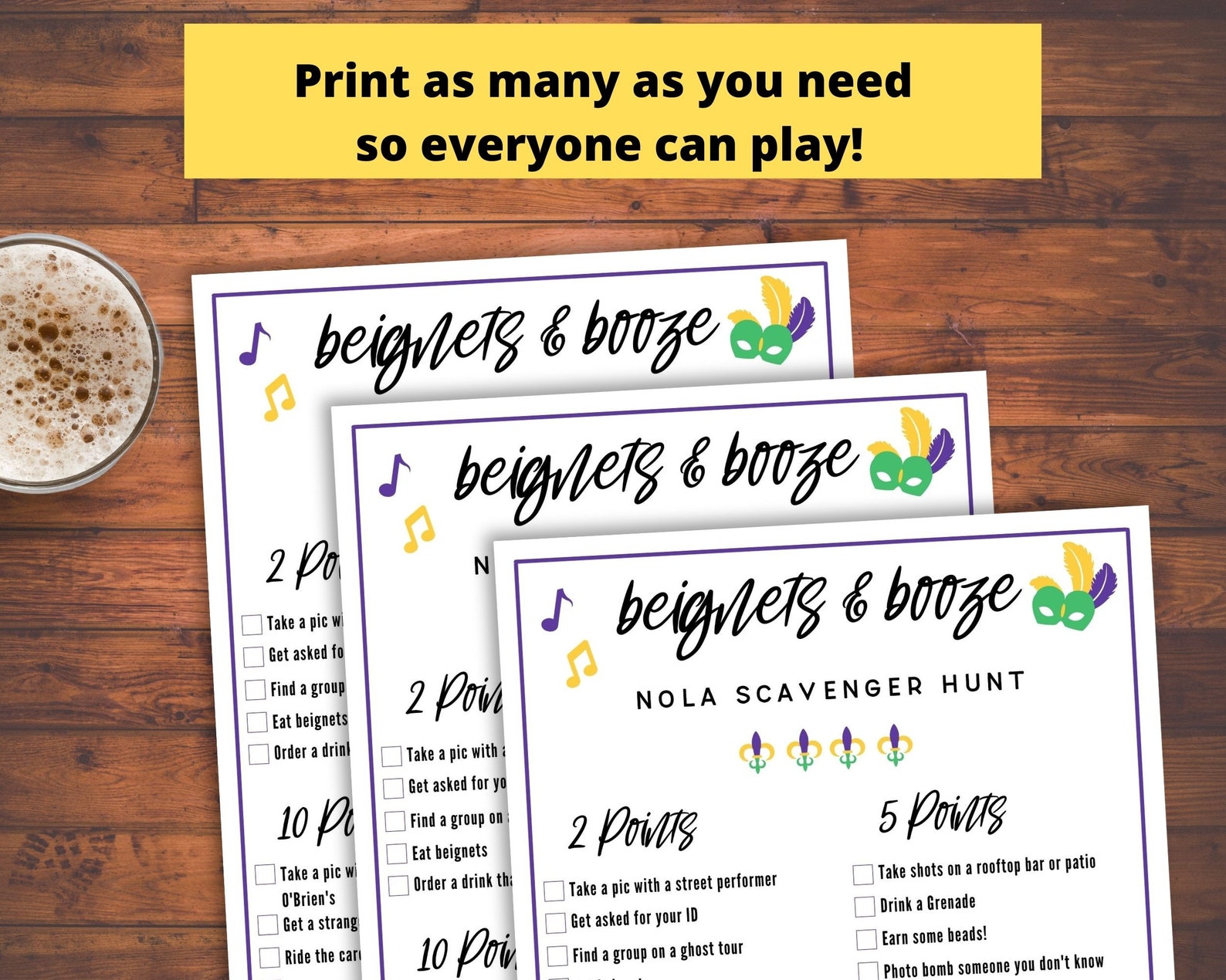 NOLA Scavenger Hunt Game Bourbon Street Bar Crawl, New Orleans Birthday ...