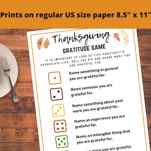 Thanksgiving Gratitude Game - Dice Game for Friendsgiving, Thankful ...