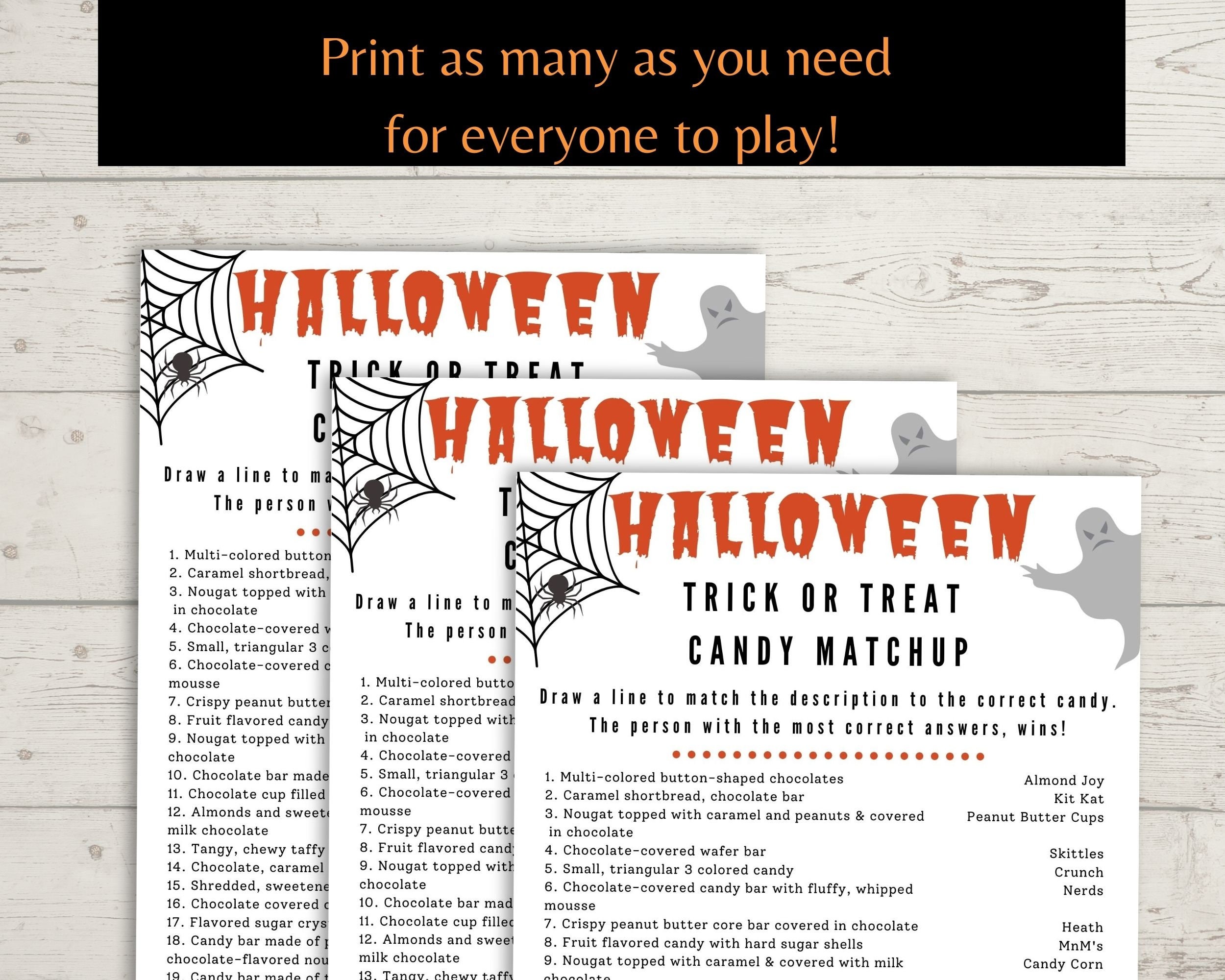 Halloween Candy Match Game - Hallowen Candy Game, Trick or Treat Candy ...