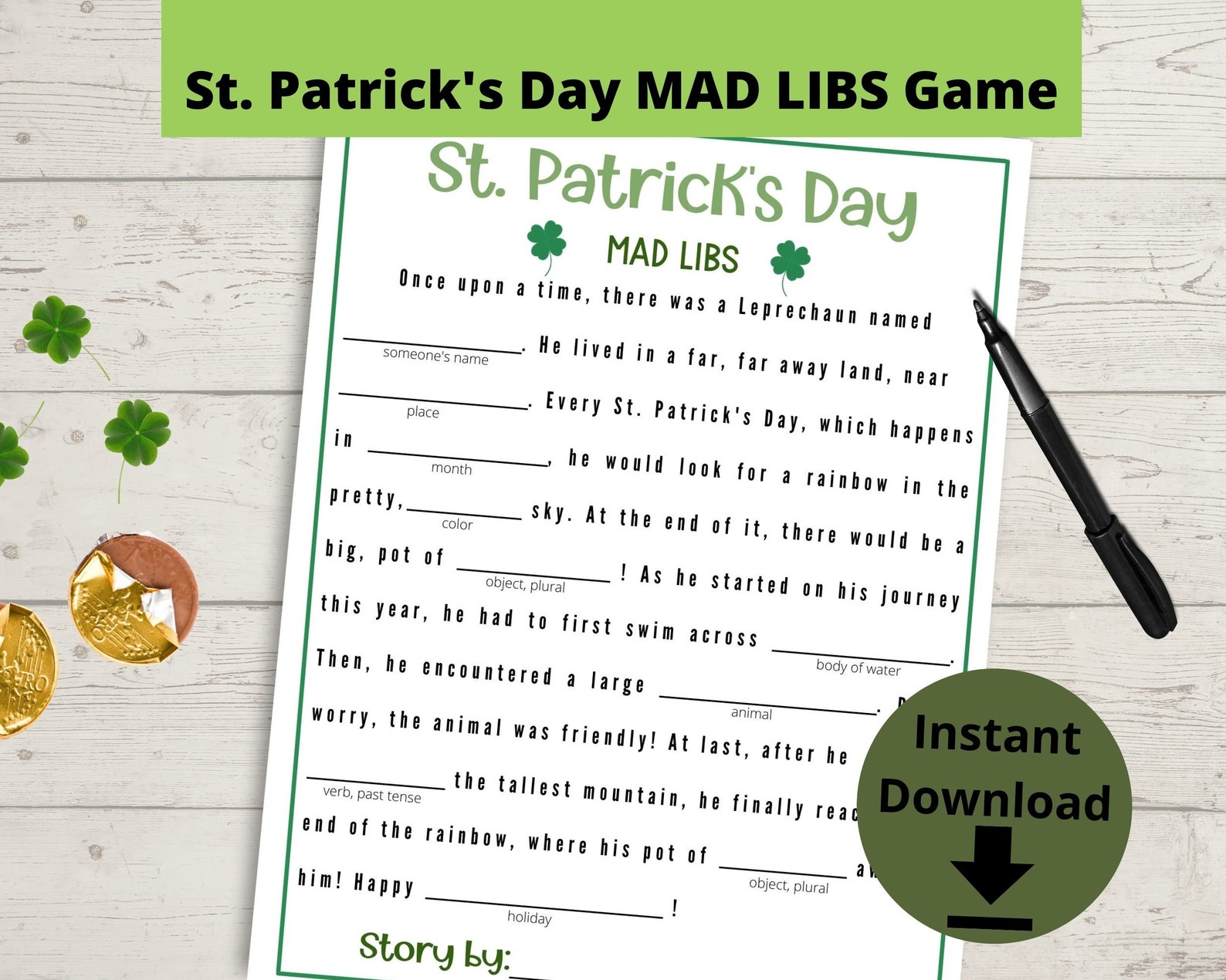St Patrick's Day Mad Libs Word Game - Saint Patricks Day Game, Children ...