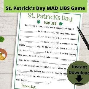 St Patrick's Day Mad Libs Word Game - Saint Patricks Day Game, Children ...