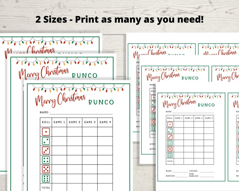 Christmas Bunco Winter Bunco Score Cards, Printable Bunco Game, Merry ...