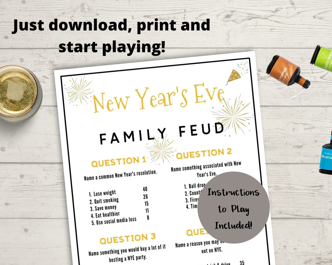 New Year's Eve Family Feud Game NYE Printable Family - Etsy