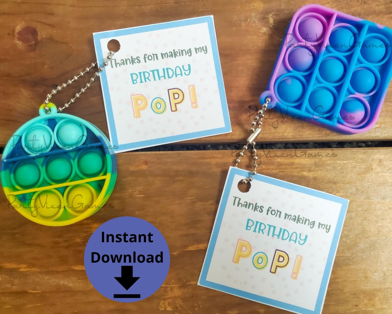 Pop It Birthday Favor Tags - Thanks for Making My Birthday Pop! Gift ...