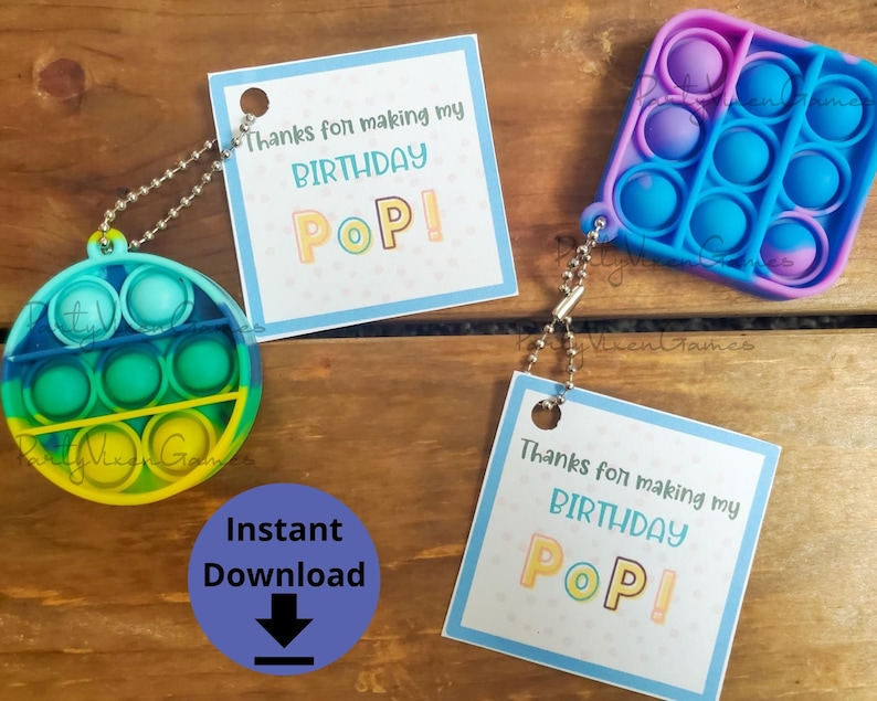 Pop It Birthday Favor Tags - Thanks for Making My Birthday Pop! Gift ...