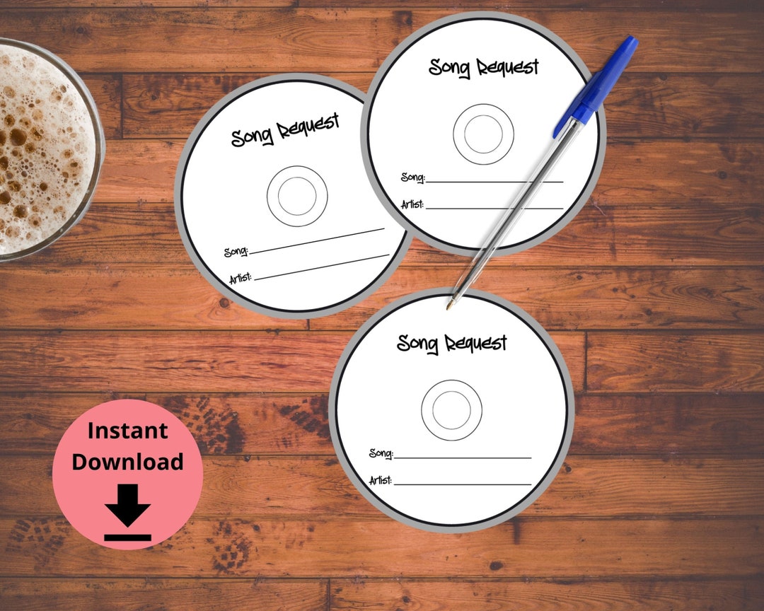 Song Request Card Printable CD 90s Theme DJ or Karaoke Song - Etsy