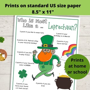 Who is Most Like a Leprechaun Game - Leprechaun Game, St Patricks Day ...