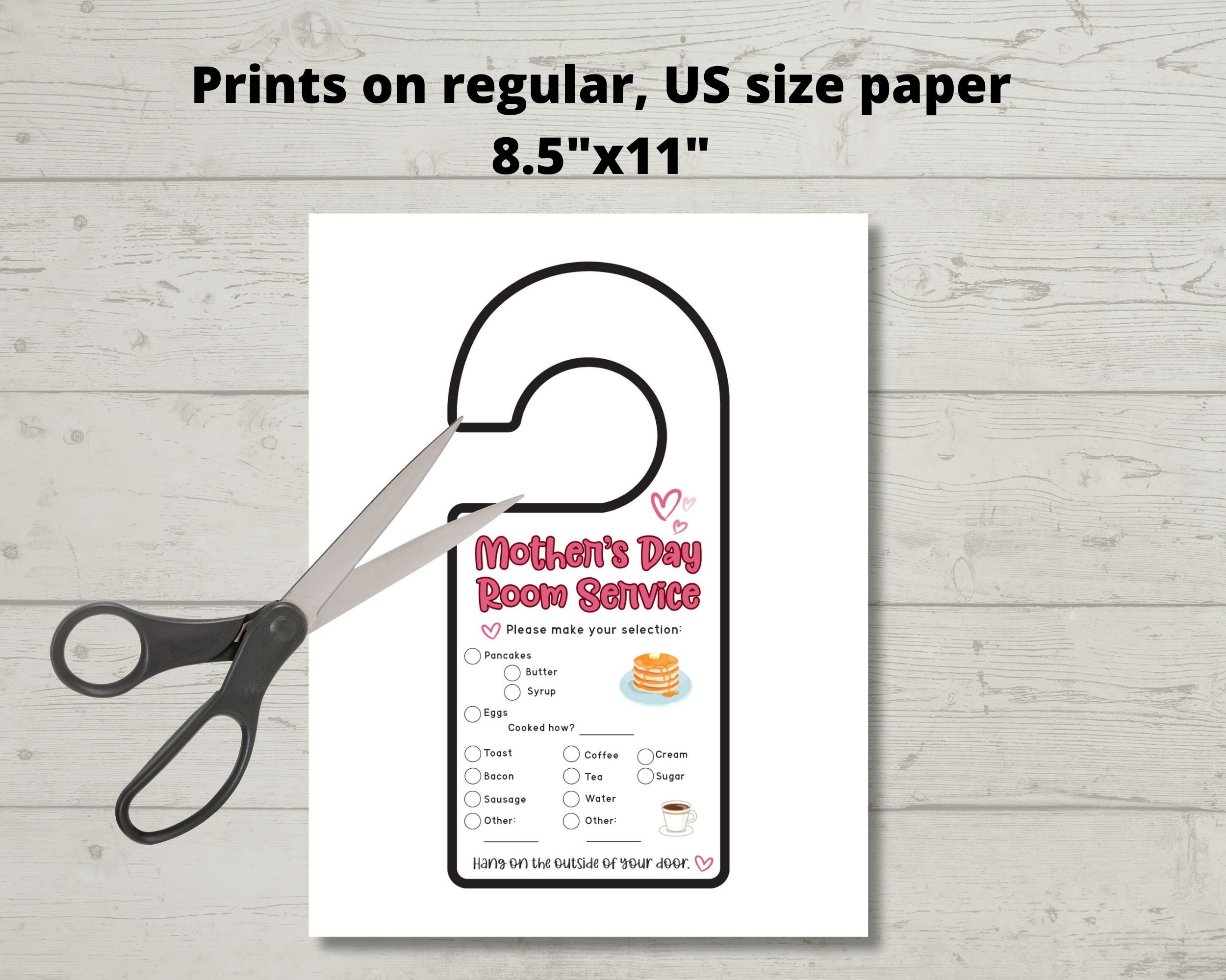 Mother's Day Room Service Door Tag, Breakfast in Bed, Mothers Day ...