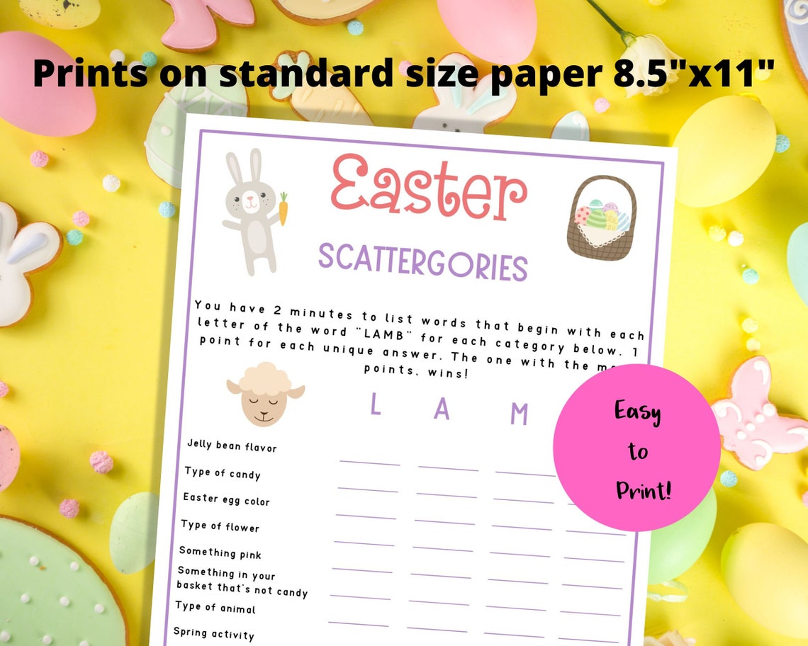 Easter Scattergories Easter Word Game Easter Printable - Etsy