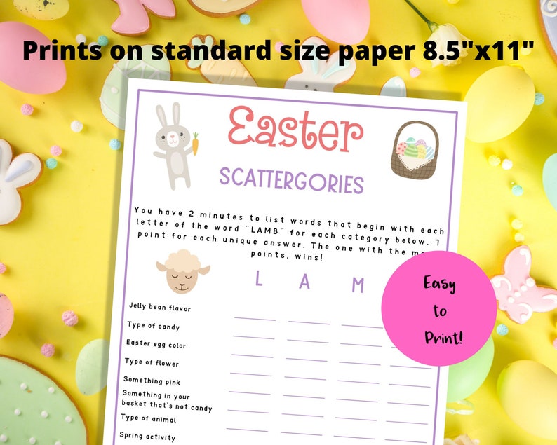 Easter Scattergories - Easter Word Game, Easter Printable, Kids Easter ...