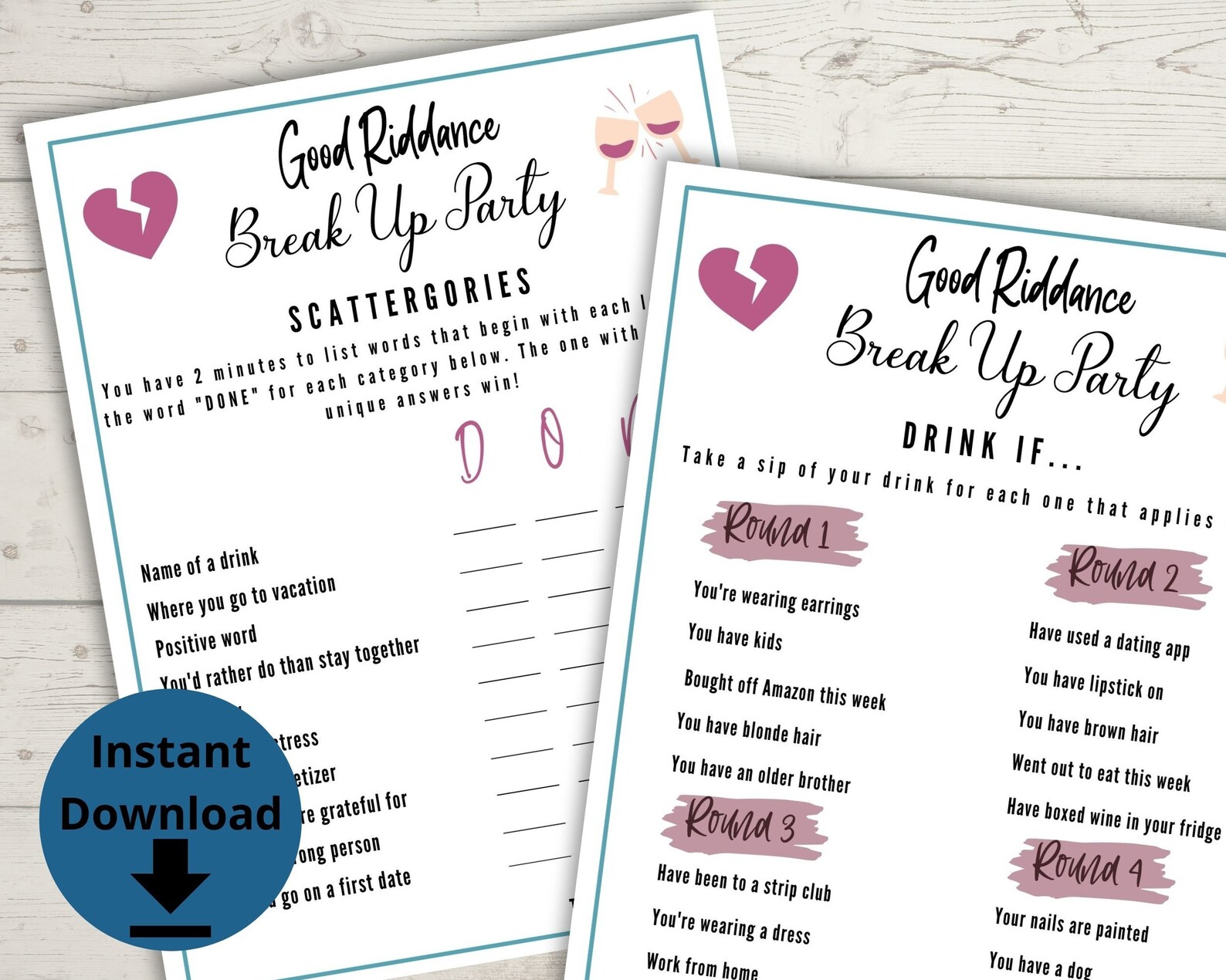 Break up Party Games - Divorce Party Games, Newly Single Girls Night ...