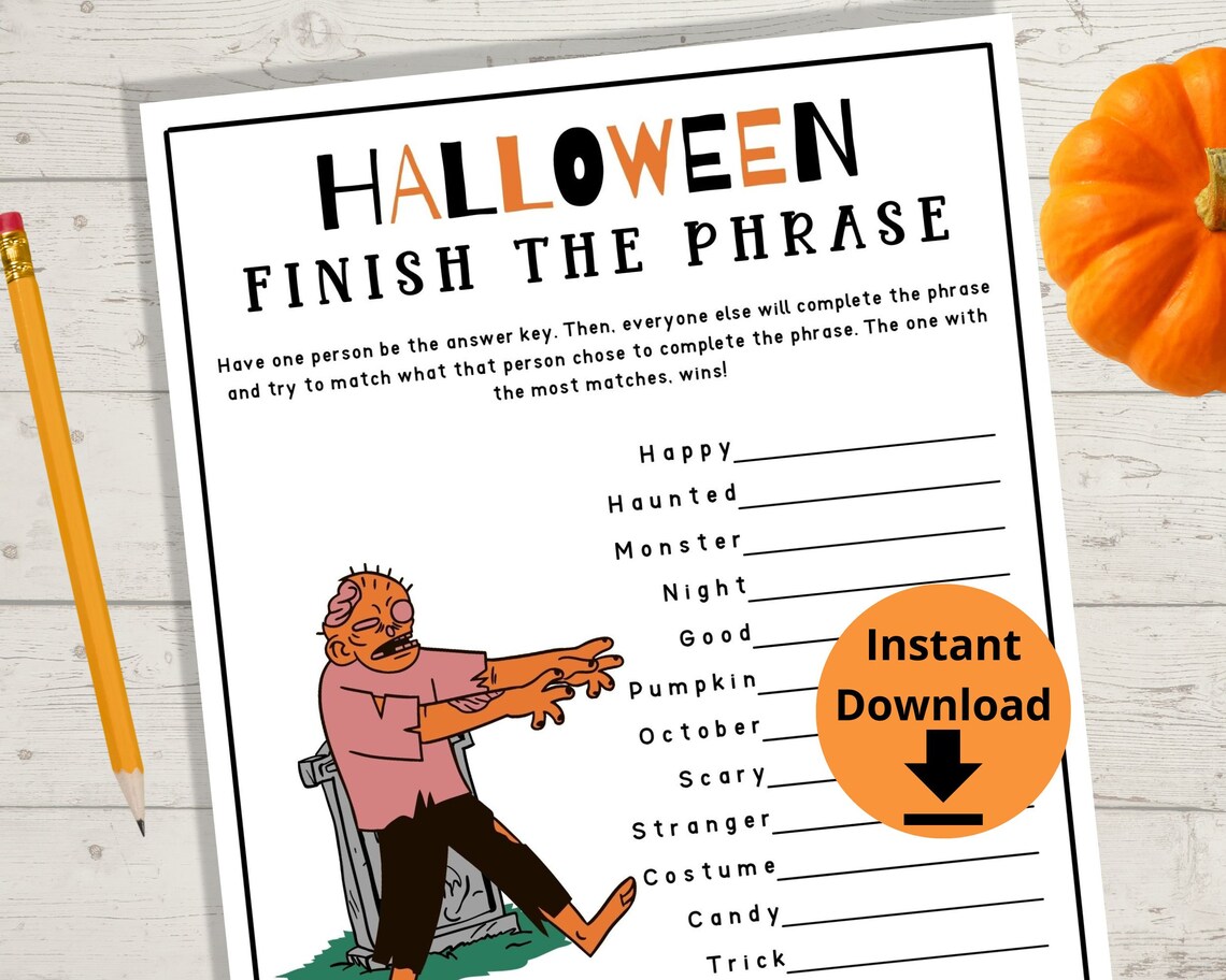 Halloween Finish the Phrase Word Game Kids Halloween Party Game ...