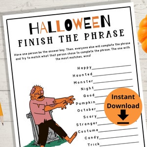 Halloween Finish the Phrase Word Game - Kids Halloween Party Game ...