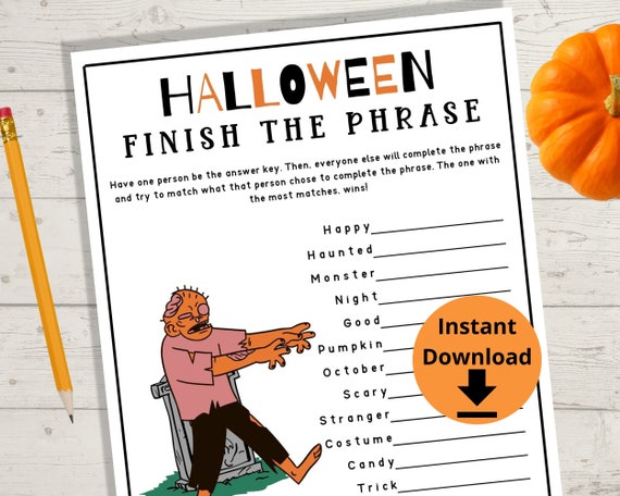 Halloween Finish the Phrase Word Game Kids Halloween Party - Etsy