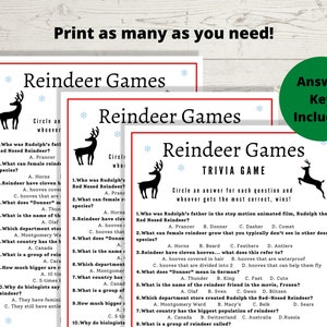 Reindeer Games Trivia - Christmas Trivia Game, Kids Christmas Game ...