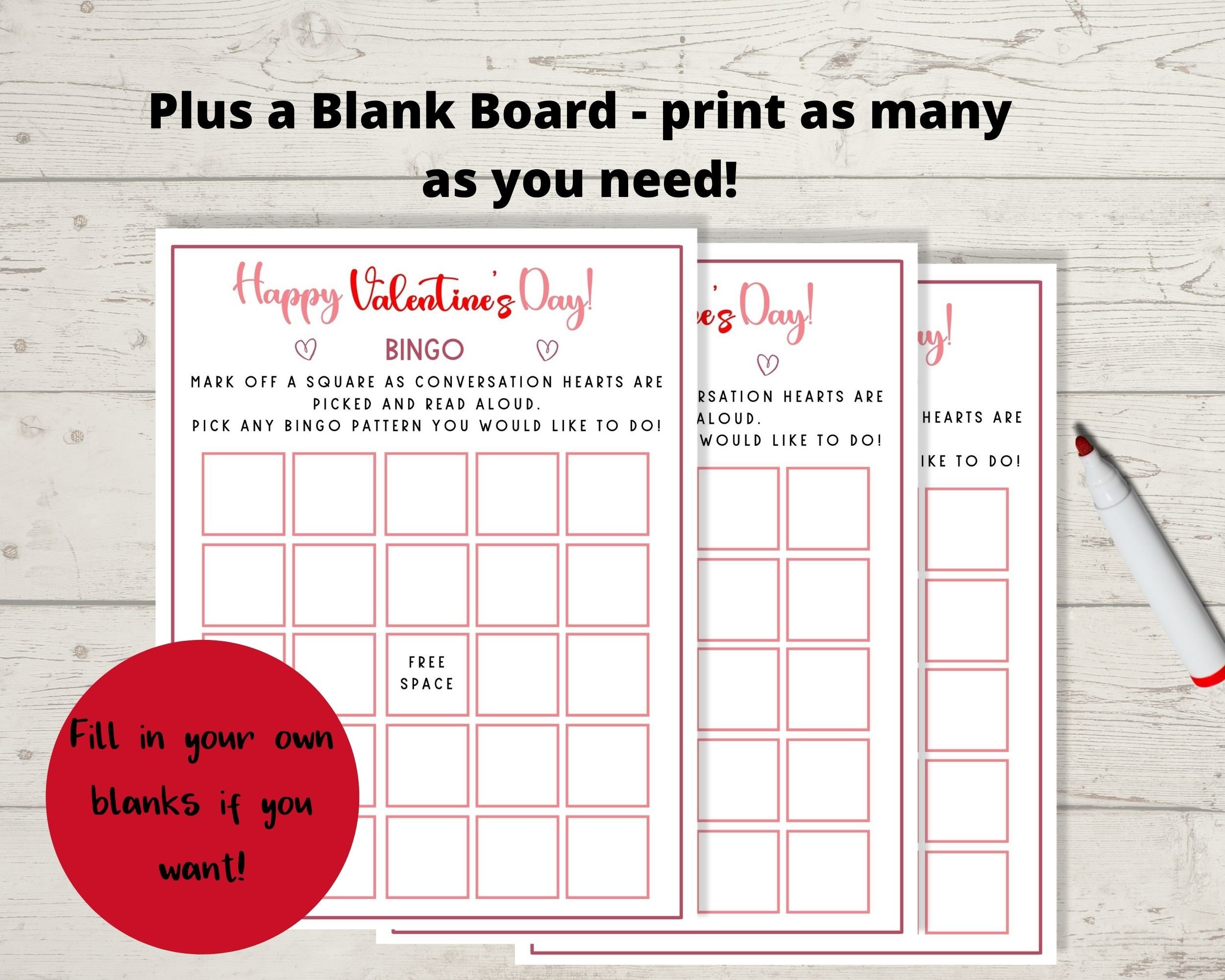 Valentine's Day Bingo Game Conversation Heart Bingo - Etsy