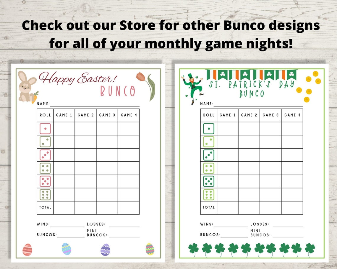 Spring Bunco Spring Bunco Printables Bunco Game Bunco - Etsy