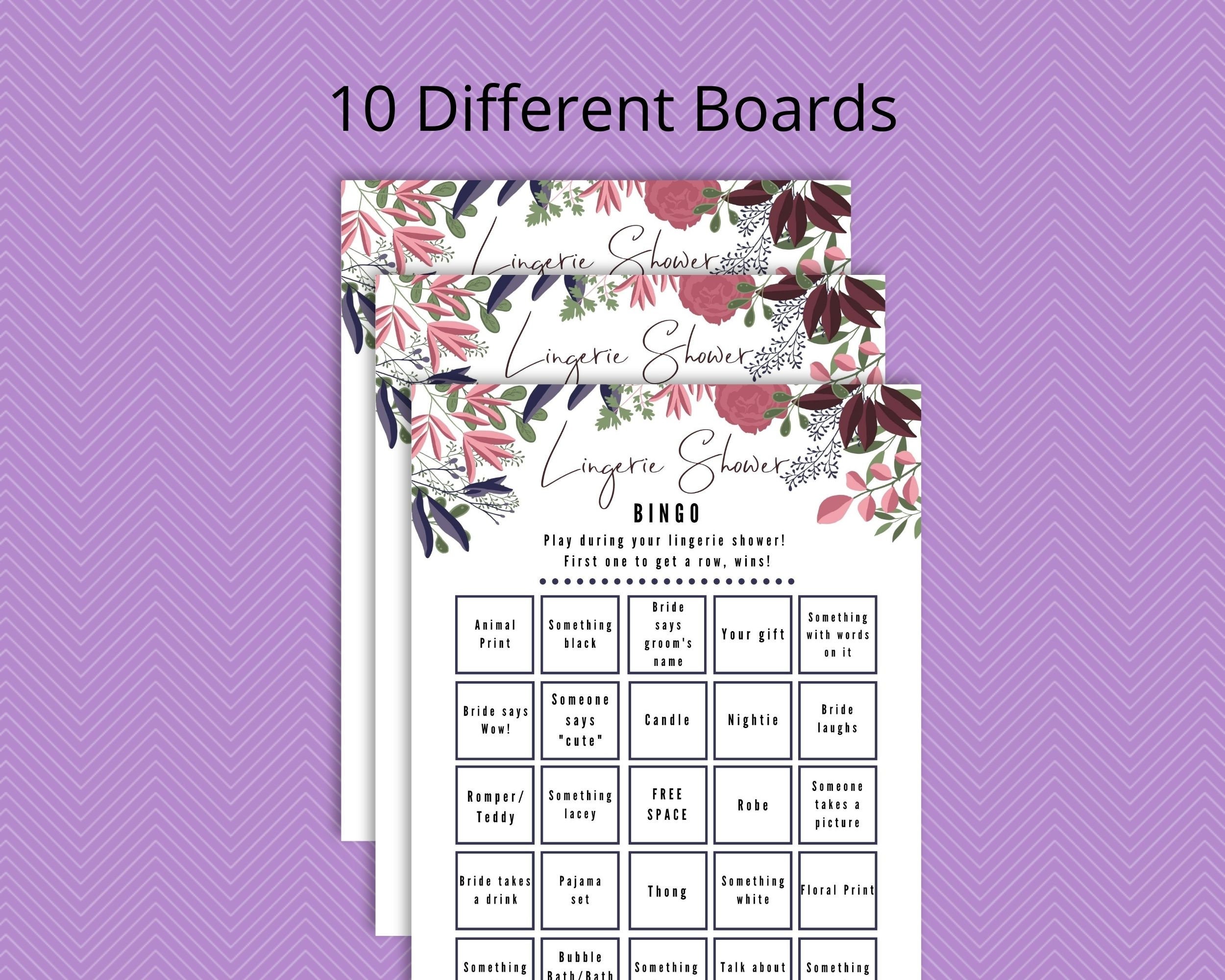 Clean Lingerie Shower Bingo Game Lingerie Shower Bingo Etsy