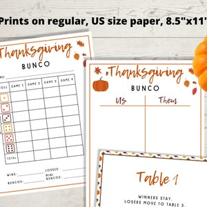 Thanksgiving Bunco - Fall Bunco Score Cards, Printable Bunco Game ...