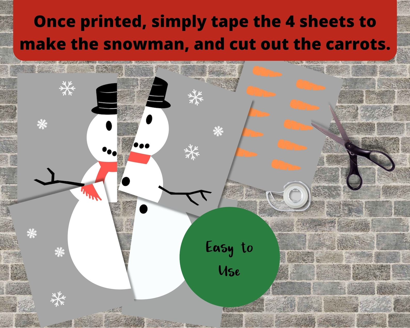 Pin the Carrot Nose on the Snowman Game - Printable Children's ...