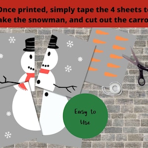 Pin the Carrot Nose on the Snowman Game - Printable Children's ...
