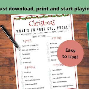 Christmas What's on Your Phone Game - Printable Holiday Party Game ...