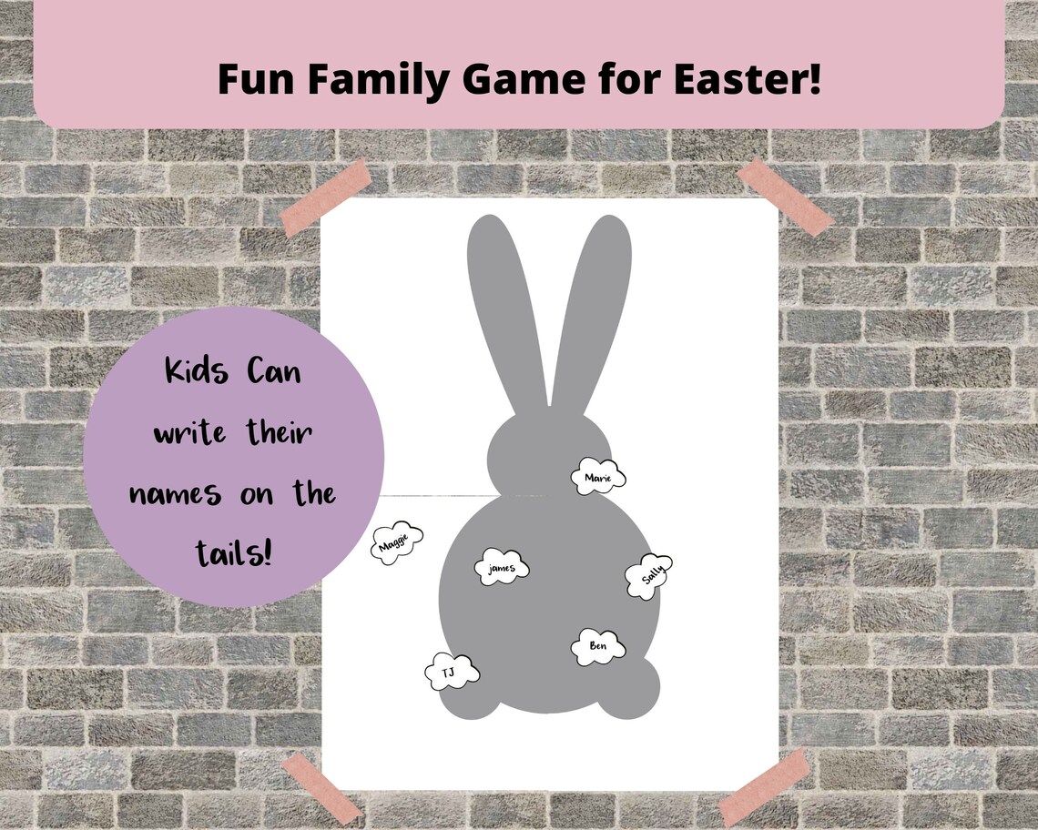 Pin the Tail on the Bunny Children's Game Easter Game - Etsy