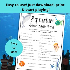 Aquarium Scavenger Hunt - Aquarium Treasure Hunt, Ocean Hunt for Kids ...
