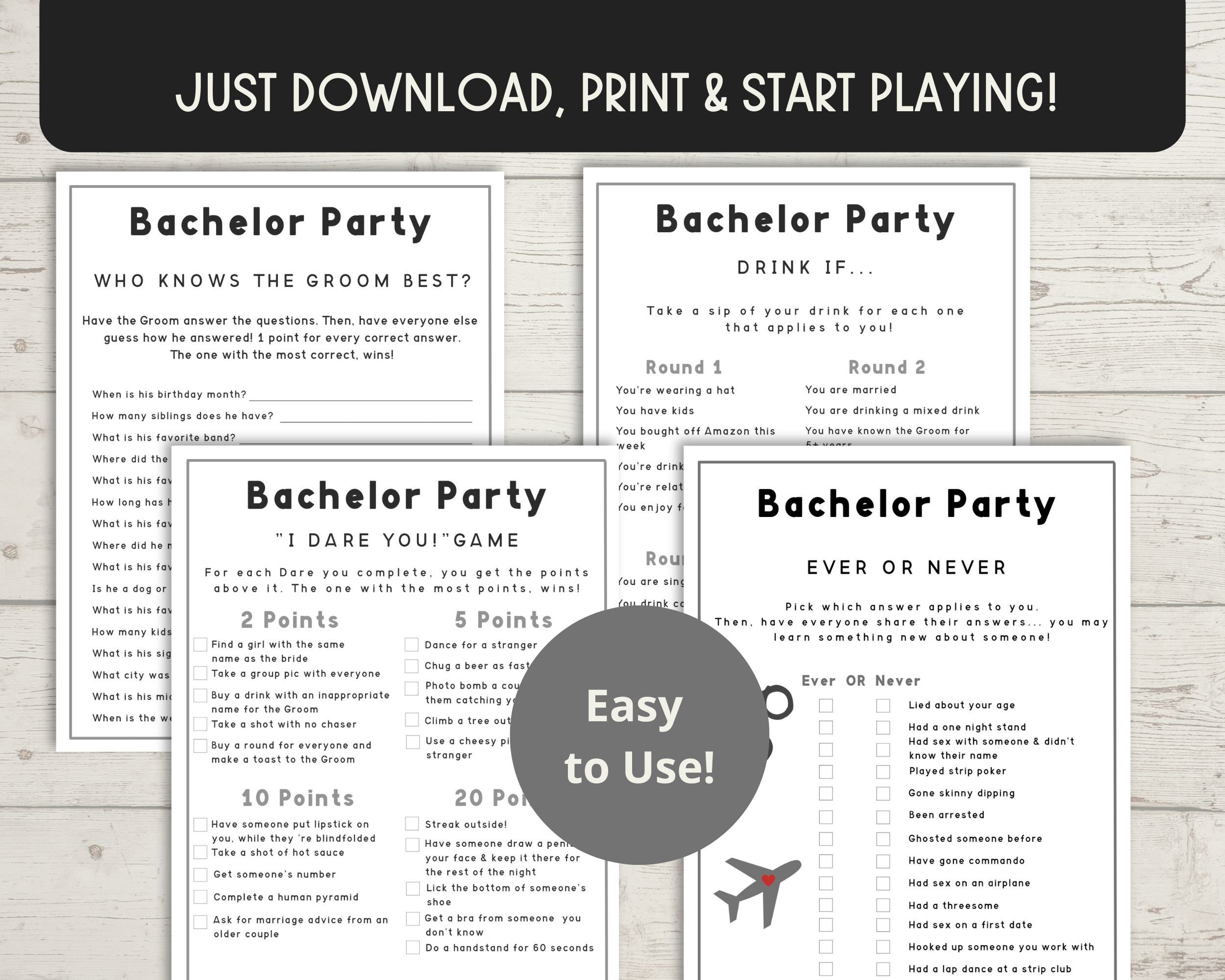 Bachelor Party Games Bundle Pack Stag Do Games Bachelor - Etsy