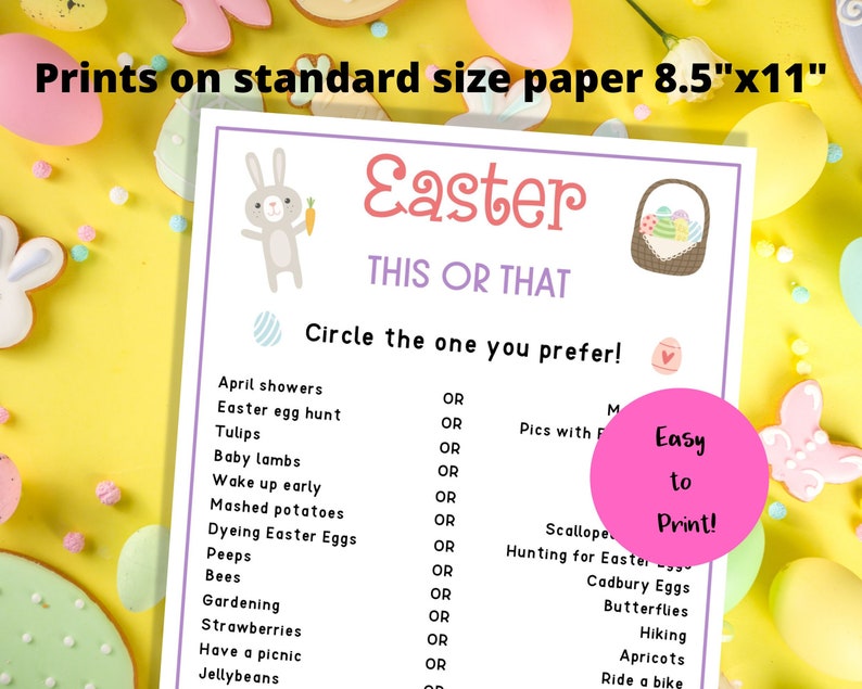 Easter This or That Game Easter Would You Rather, Easter Printable ...