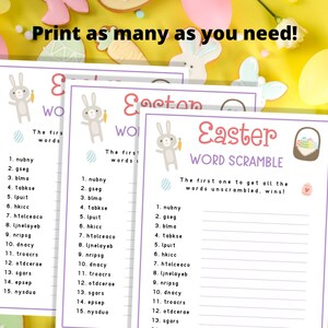 Easter Word Scramble - Easter Word Game, Easter Game, Easter Activity ...