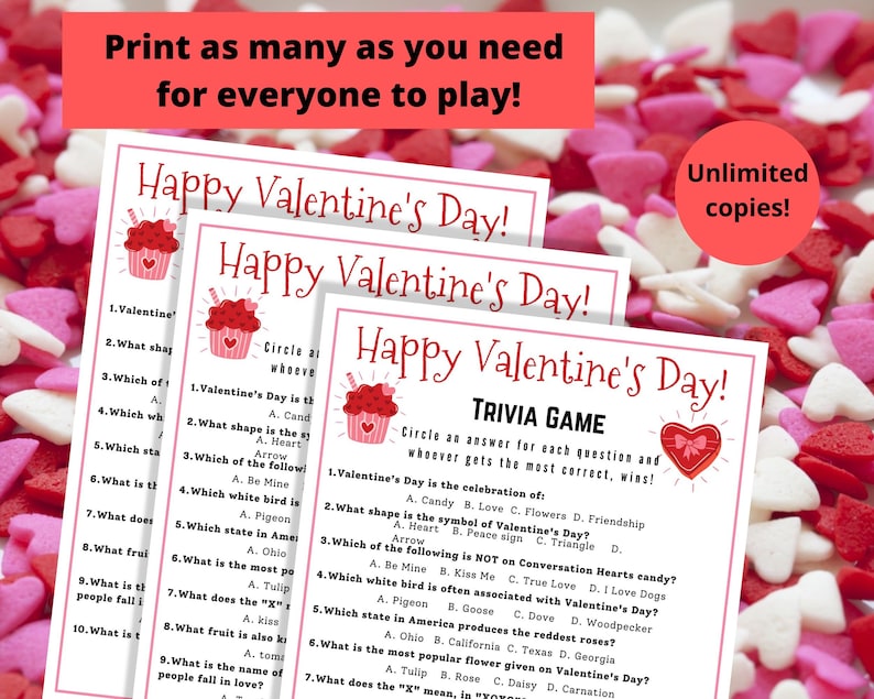 Valentine Trivia Game Valentines Trivia, Valentine Party Game ...