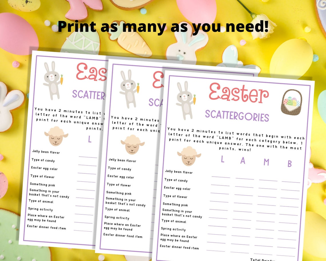 Easter Scattergories Easter Word Game Easter Printable - Etsy