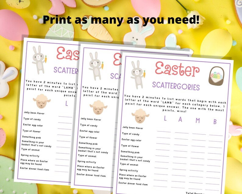 Easter Scattergories Easter Word Game Easter Printable - Etsy